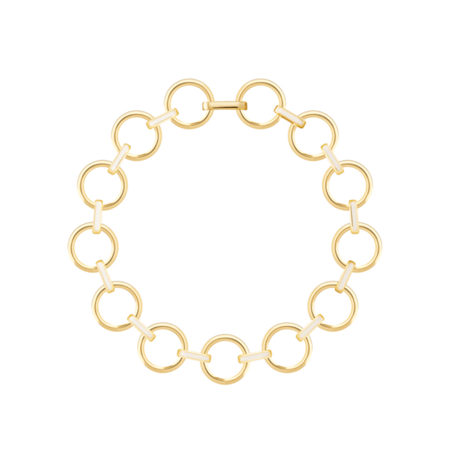 Gold and White Women's Necklace and Pendant - EYELET - Bangle-Up
