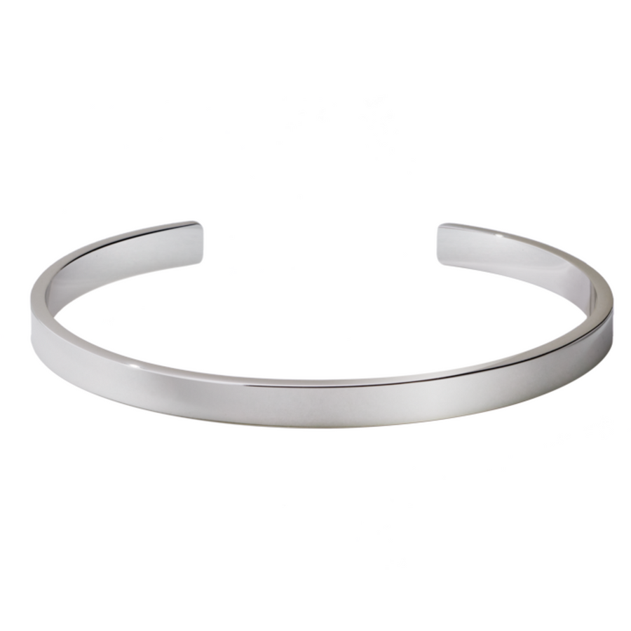 Bracelet Jonc en rhodium I Jonc Bangle - Argent et Noir I Bangle-Up