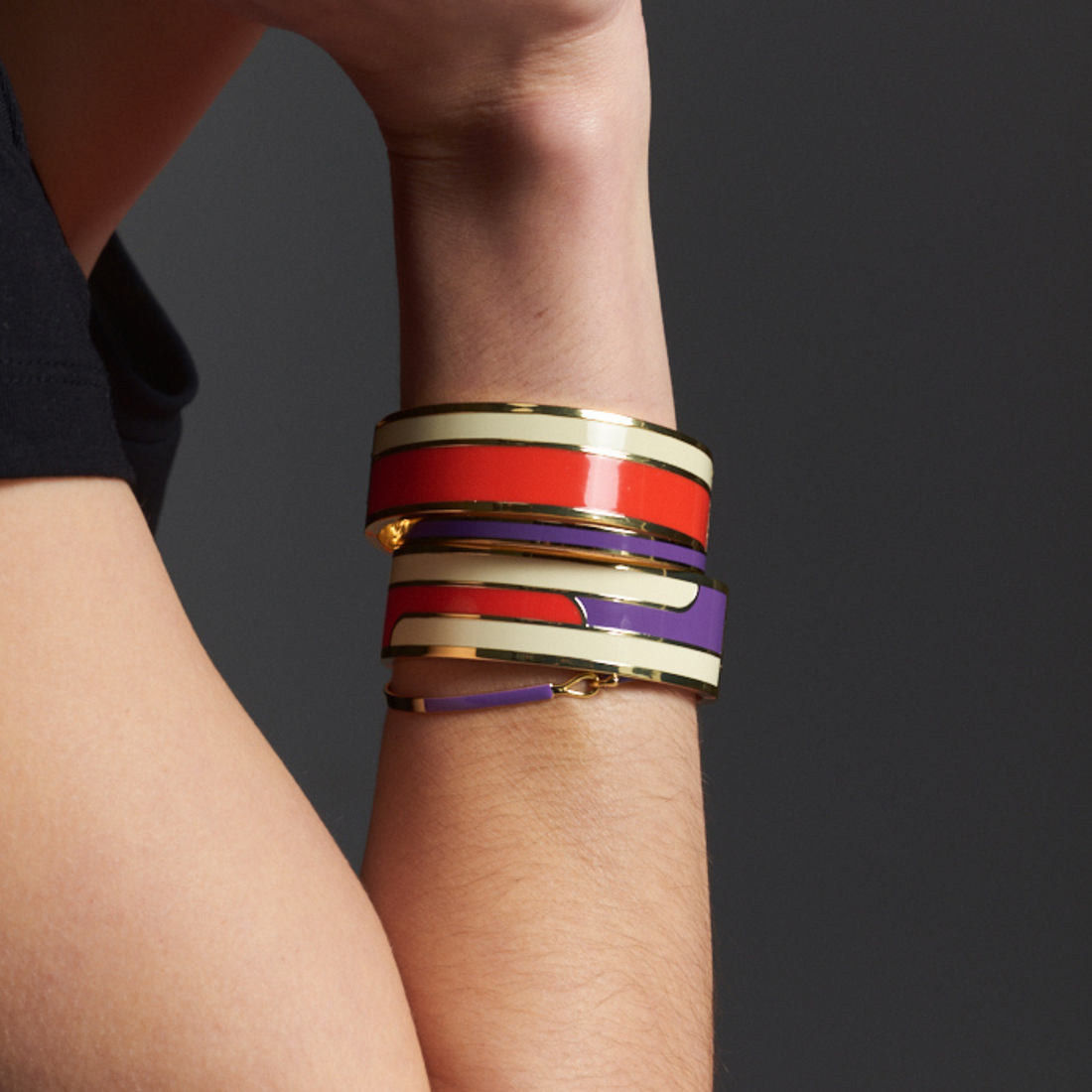 Jonc fin violet et or femme I Jonc Bangle Deep Purple I Bangle-Up