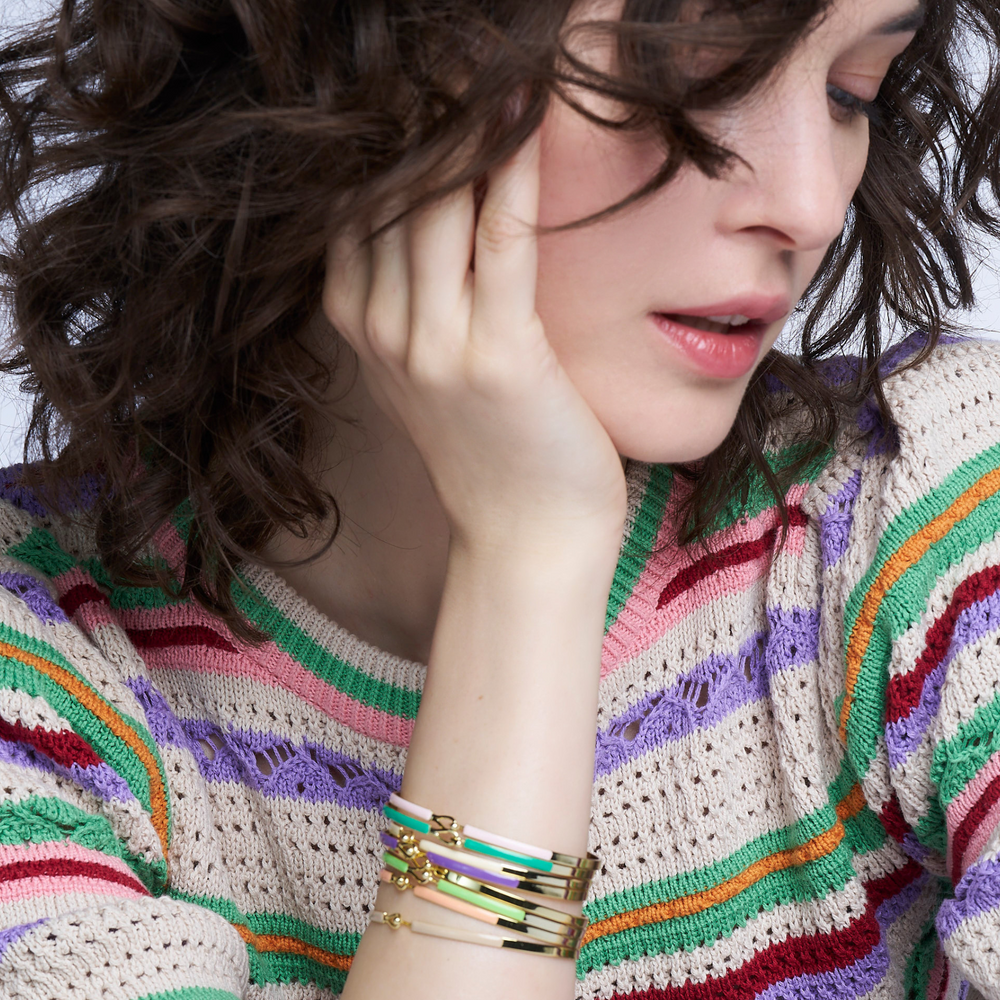 Plain orange and gold bracelet I Lily Bracelet - Orange Coral I Bangle-Up