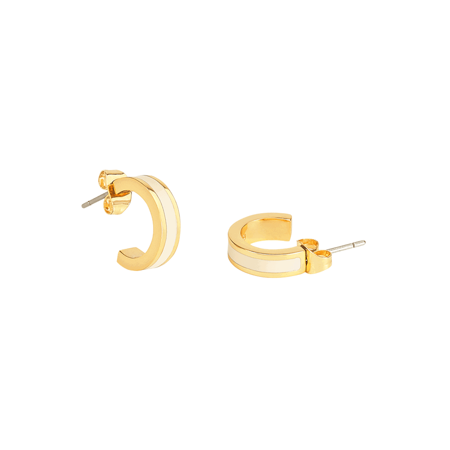 Boucles d'Oreilles femme I Mini Créoles 1 cm Or et Blanc I Bangle-Up